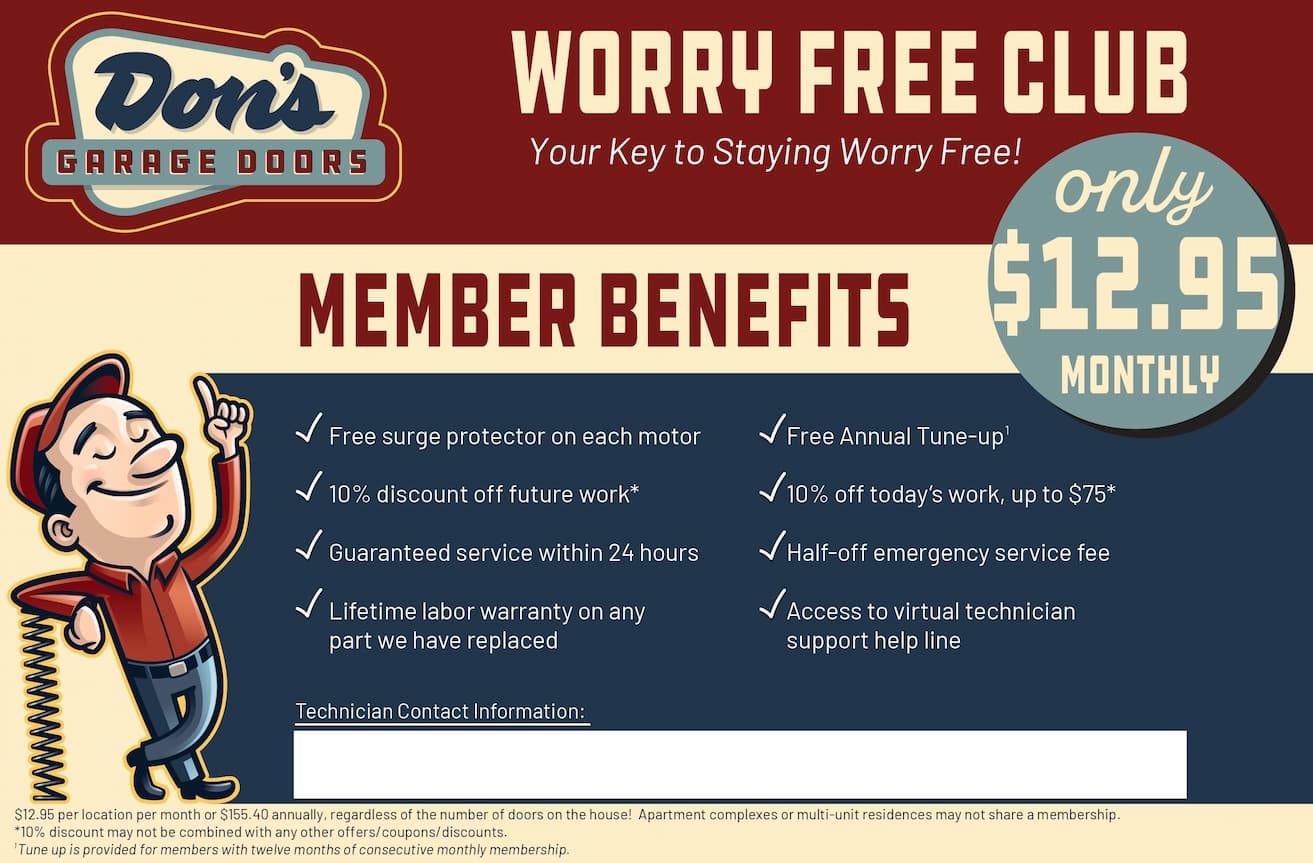 Join the Worry-Free Club! Don's Worry-Free Guarantee - Don's Garage Doors